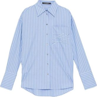 Karl Lagerfeld Femme, Blouses et Chemises, Bleu, Taille: 38 FR Autograph Striped Shirt