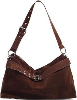 Generic Sac &agrave; bandouli&egrave;re 2025 en daim pour femme, sac fourre-tout boh&egrave;me avec poign&eacute;e sur le dessus, sac fourre-tout de voyage, B-cffee, 20*13*7 cm