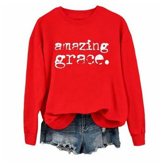 Generic Sweat-shirt Amazing Grace pour femme, sweat-shirt Amazing Grace, chemise amusante pour femme, Rouge, 3XL
