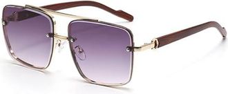 Generic Lunettes de soleil vintage avec protection UV400 et monture en métal pour une utilisation en extérieur tendance, Double gris