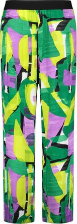 Samoon Damen Palazzohose mit Allover-Print Carlotta Gemustert regul&auml;re L&auml;nge Lemon Green Gemustert 42