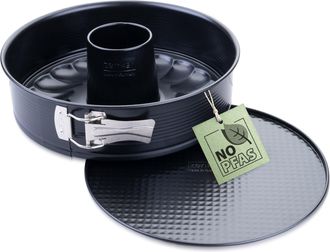 Zenker Springform mit Flach- und Rohrboden Perfect Black &Oslash; 24 cm - Hochwertige Backform mit Antihaftbeschichtung, Hitzebest&auml;ndigkeit +230 &deg;C Made in Germany