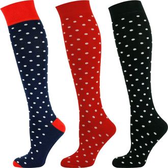 MySocks Unisex Kniestrümpfe Gepunktet Aus Extra Fein Gekämmter Baumwolle 3 Paar Gemischt Gepunktet 37-41