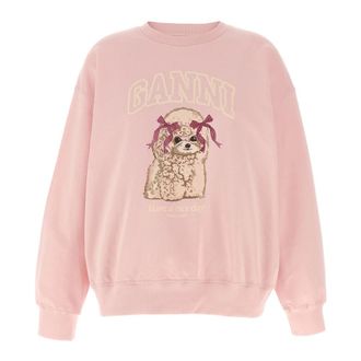 Ganni Front Print Sweatshirt - - Sweatshirts & Hoodies - Damen - Rosa - S
