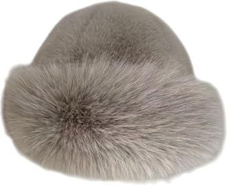 Generic Chapeau cloche dhiver en peluche pour femme, chapeau chaud en fausse fourrure de vison, gris, Taille unique