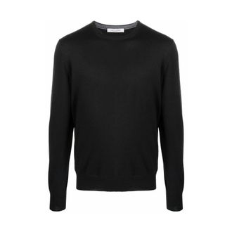 La Fileria Schwarzer Woll Rundhals Pullover - - Knitwear - Herren - Schwarzk - L