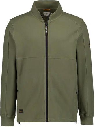 Camel Active Herren Sweatjacke gr&uuml;n Baumwoll-Piqu&eacute; unifarben