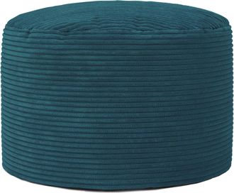 Icon Brand Milano Hocker, Blaugr&uuml;n, Flauschiger Cord Stoff, Sitzsack Cord, Sitzpuff Hocker mit F&uuml;llung, Fu&szlig;hocker f&uuml;r das Wohnzimmer, Deko Wohnzimmer