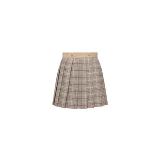 Moncler Moncler Checked Pleated Mini Skirt, Women, Brown, Size: 38