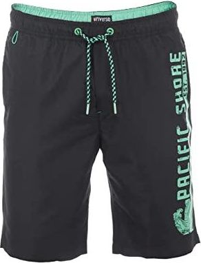 Riverso Short de Bain RIVJannik Short de Bain pour Homme - Short de Sport - Short dété - avec Cordon de Serrage - Imprimé 100% Polyester, Noir/Vert (64007), X