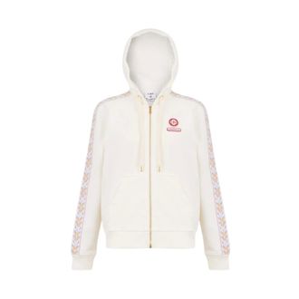 Casablanca Femme, Sweatshirts et sweats &agrave; capuche, Beige, Taille: 40 FR Mohair Flame Laurel Zip Sweat &agrave; capuche