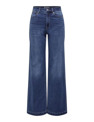 Only Damen Onlmadison-Royal Hw Wide DNM Bf Gua, Dark Blue Denim, (XS) W x 32L