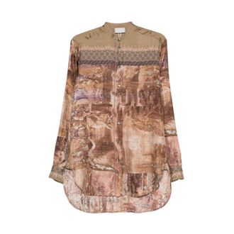 Pierre-Louis Mascia Femme, Blouses et Chemises, Multicolore, Taille: 38 FR Aloe Printed Silk Shirt