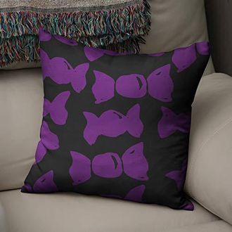 Bonamaison Le Jardin du Lin Kissen Zierkissenbezug Kissenbezug, Lila & Schwarz Dekoration, Für Zuhause Autos Büro Sofa Wohnzimmer Couch Schlafzimmer Dekor, 50x50