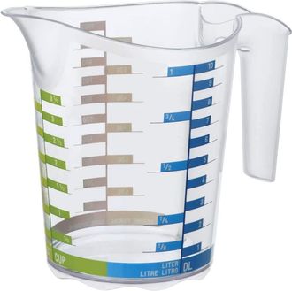 Rotho Domino Messbecher 1l mit Skala, Kunststoff (PP) BPA-frei, transparent, 1l (18,5 x 12,4 x 15,7 cm)
