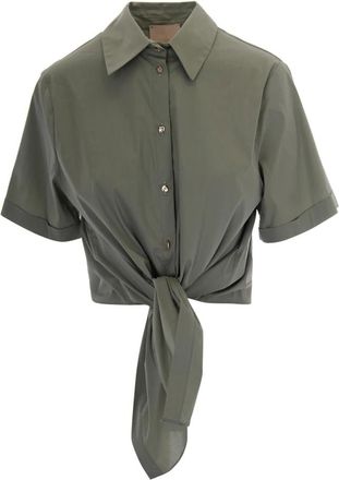 Liu Jo Femme, Blouses et Chemises, Vert, Taille: 36 FR Chemise en popeline structur&eacute;e
