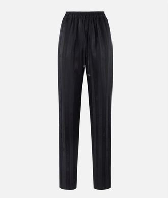 Elisabetta Franchi Femme, Pantalons, Noir, Taille: 40 FR Pantalon en satin avec rayures jacquard