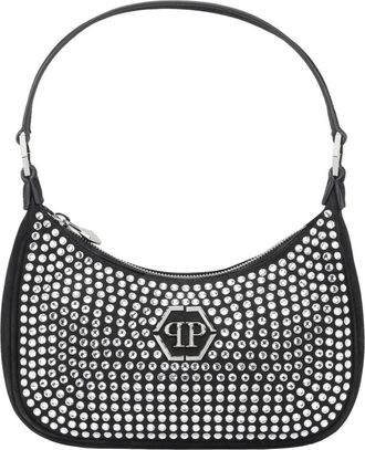 Philipp Plein Hobo Bags - Suede Shoulder Bag All-Over Strass - Gr. unisize - in Schwarz - f&uuml;r Damen