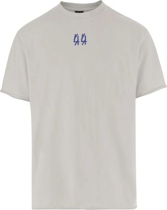 44 Label Group Homme, Tops, Blanc, Taille: XL T-shirt en coton avec logo imprim&eacute;