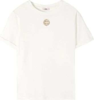 Oltre Femme, Tops, Blanc, Taille: 46 FR T-shirt Intarsia Cristal