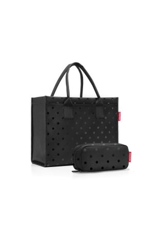 Reisenthel Einkaufstasche Daily shopper set 1 glossy dots black, Schwarz, Textil, Punkte, 43x8x36 cm, gro&szlig;es Hauptfach, Freizeit, Koffer & Taschen, Einkaufstasch