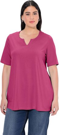 Ulla Popken Damen gro&szlig;e Gr&ouml;&szlig;en &Uuml;bergr&ouml;&szlig;en Plus Size T-Shirt, A-Linie, Tunika-Ausschnitt, Halbarm Sommerbeere 62+ 807259812-62+