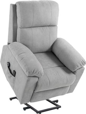 HOMCOM Fauteuil releveur électrique, Chaise Relax, massant et Dossier inclinable, Fauteuil électrique releveur avec Repose-Pied, télécommandes, revêtement Im