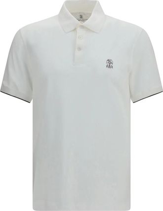 Brunello Cucinelli Polo-Shirt aus Baumwoll-Piqu&eacute; - - Tops - Herren - Wei&szlig; - L