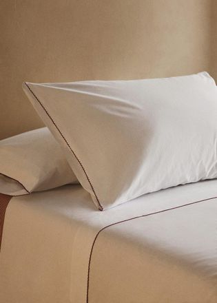 Mango Taie doreiller enfant percale de coton d&eacute;tail surjet&eacute; contraste 45x110 cm blanc - Home - 45x110cm - MANGO HOME