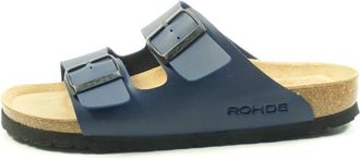 Rohde Damen Frauen Sandale Pantolette Zweiriemer Hausschuhe 5631 Blau, Schuhgröße:43 EU