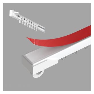 Generic Selbstklebende Vorhangschiene Weiß Ohne Bohren Gardinenschiene Einzel Gardinenstangen für Decke Oder Wand Versteckte Vorhangschiene für Erkerfenster/D