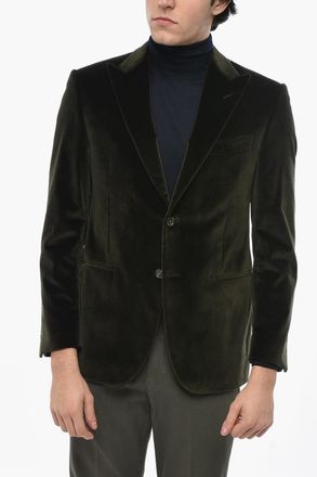 Corneliani CODE 2-Knopf-Sakko aus Velours mit Spitzrevers Corneliani