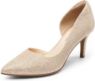 Dream Pairs Escarpins Femme Classique Chaussure à Talon Confortable avec Fleur pour Le Mariage,Size 38.5,Paillettes dor,SDPU2416W