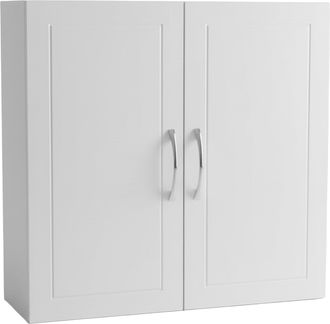 Relaxdays H&auml;ngeschrank Bad, 2 verstellbare Einlegeb&ouml;den, HxBxT: 60 x 60 x 18 cm, Landhausstil, Wandschrank, wei&szlig;/Silber