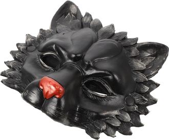 Cabilock Löwenmaske Schwarz Halloween Cosplay Maske für Festival Tanzparty Maskerade Atmungsaktiv Lifelike Design Party Zubehör