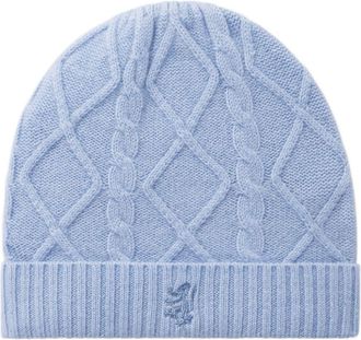 Pringle Of Scotland Kaschmirm&uuml;tze mit Zopfmuster - Blau