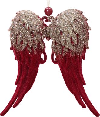 Kaemingk Christbaumschmuck Engelsflügel 14,5cm Kunststoff Samt - Figur zum Aufhängen - bruchfest & mit Glitzer - Christbaumanhänger & Weihnachtsbaumschmuck - W