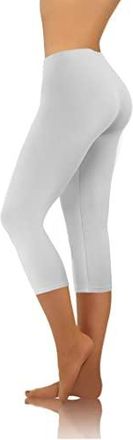 Sesto Senso Sesto Senso Femme Legging mi-long 3/4 Blanc Fille Coton Coloré Jambes Longues Fitness Yoga Pantalon de Sport 3XL White