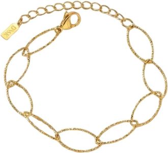 Dansk Copenhagen Femme, Accessoires, Jaune, Taille: ONE Size Ragna Waterproof 18K Gold Plated Oval Link Bracelet - Structured Stainless Steel