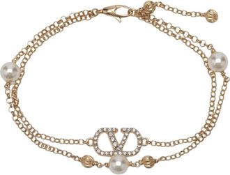 Valentino Garavani Vlogo Signature Perlenarmband - - Accessories - Damen - Beige - M