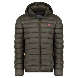 Geographical Norway Amigolor Men Hood - Warme Kapuzenjacke Ärmellose Steppjacke Herren - Warme Manteljacke Gefüttert Herren - Windjacke Frühling Herbst Winter (Khaki XXL)