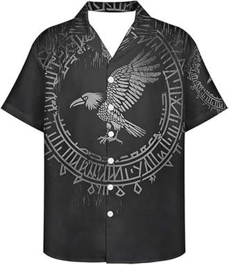 Keephen Nouveaut&eacute; Viking Chemises Hommes/Femmes Viking Animal Impression 3D Chemise Hawaiienne Chemise &agrave; Boutons Cool Plage Vacances Col &agrave; Revers Haut
