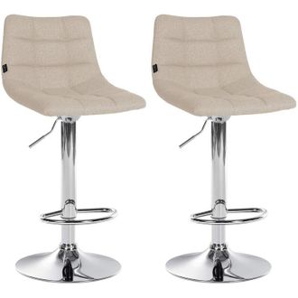 Clp Lot de 2 tabourets de bar Jerry tissu Cr&egrave;me Chrome
