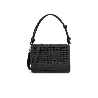 Tous Tous, Femme, Sacs, Noir, Taille: ONE Size Sac &agrave; bandouli&egrave;re noir en rafia avec fermeture magn&eacute;tique