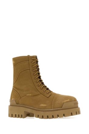 Balenciaga Mens Camel Combat Strike Ankle Boots Brown Noce Stivali