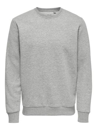 Only & Sons Herren O&S Basic Sweatshirt Regular Fit Pullover Langarm Jumper Sweater Shirt ohne Kapuze ONSCERES, Farben:Grau-2, Gr&ouml;&szlig;e:XS