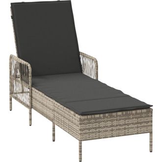 vidaXL Sonnenliege mit Kissen Hellgrau 157 x 55 x 92cm Poly-Rattan vidaXL