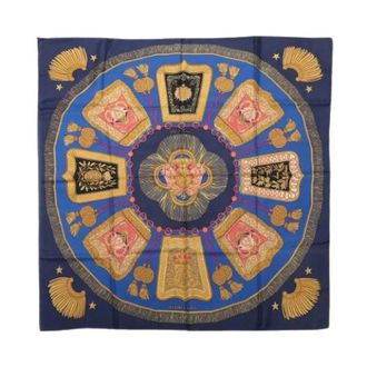 Herm&egrave;s Pre-owned Carr&eacute; 90 Festival des Amazones Silk Scarf - Femme - Pre-owned - Bleu - Taille: ONE Size