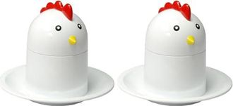 GSD G S D Haushaltsger&auml;te Eierk&ouml;pfer und Eierbecher, Plastik, White, 10 x 10 x 9 cm (Packung mit 2)