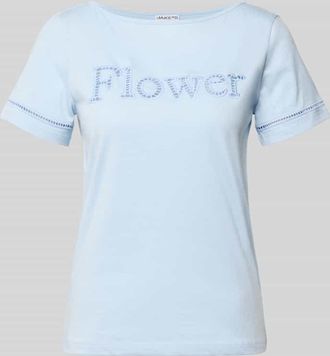 Jake*s Casual T-Shirt mit Lochstickerei und Rundhalsausschnitt